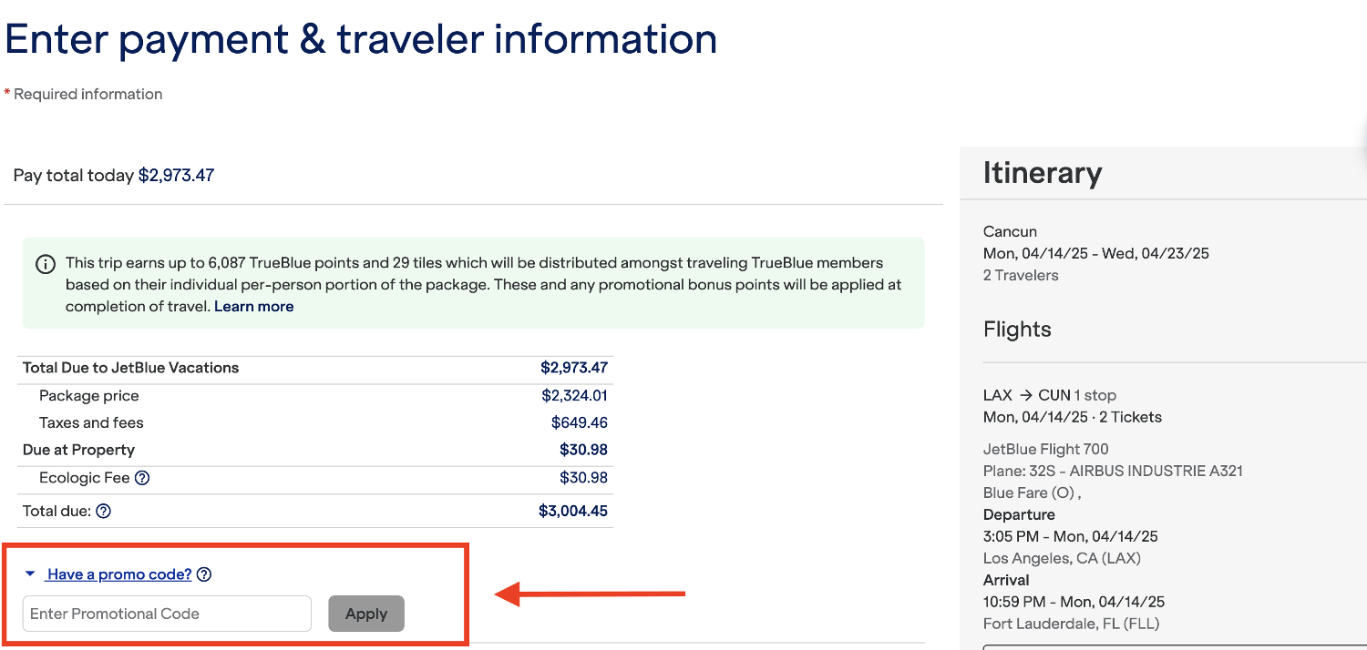 JetBlue Vacations coupons - 40% off in December 2025