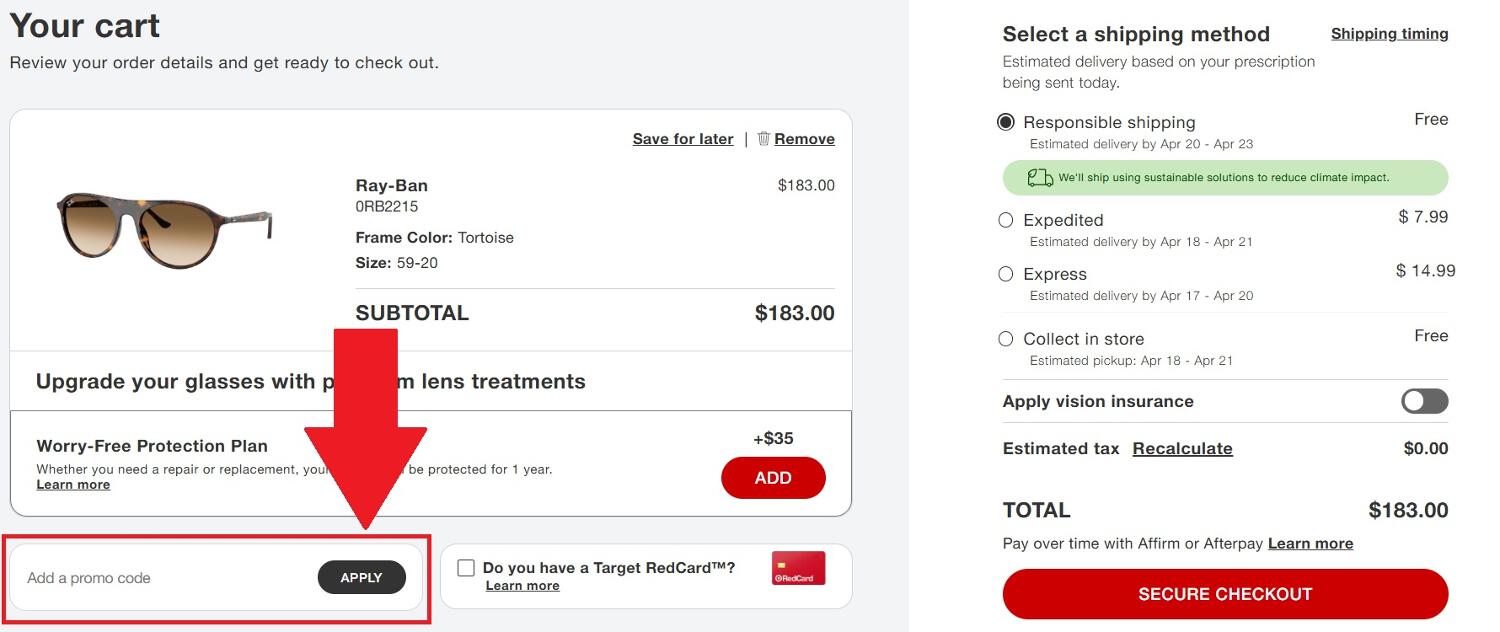 Target Optical coupons - 25% off in December 2025